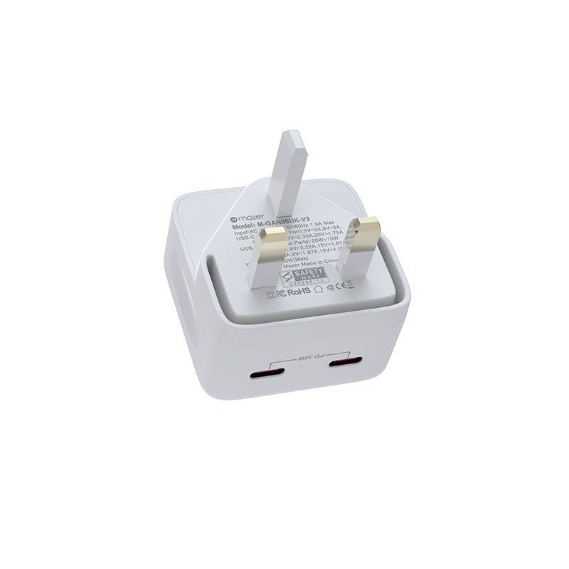Mazer M-GAN35UK-V3-WH Infinite Boost 35W Dual USB-C Charger (White ...
